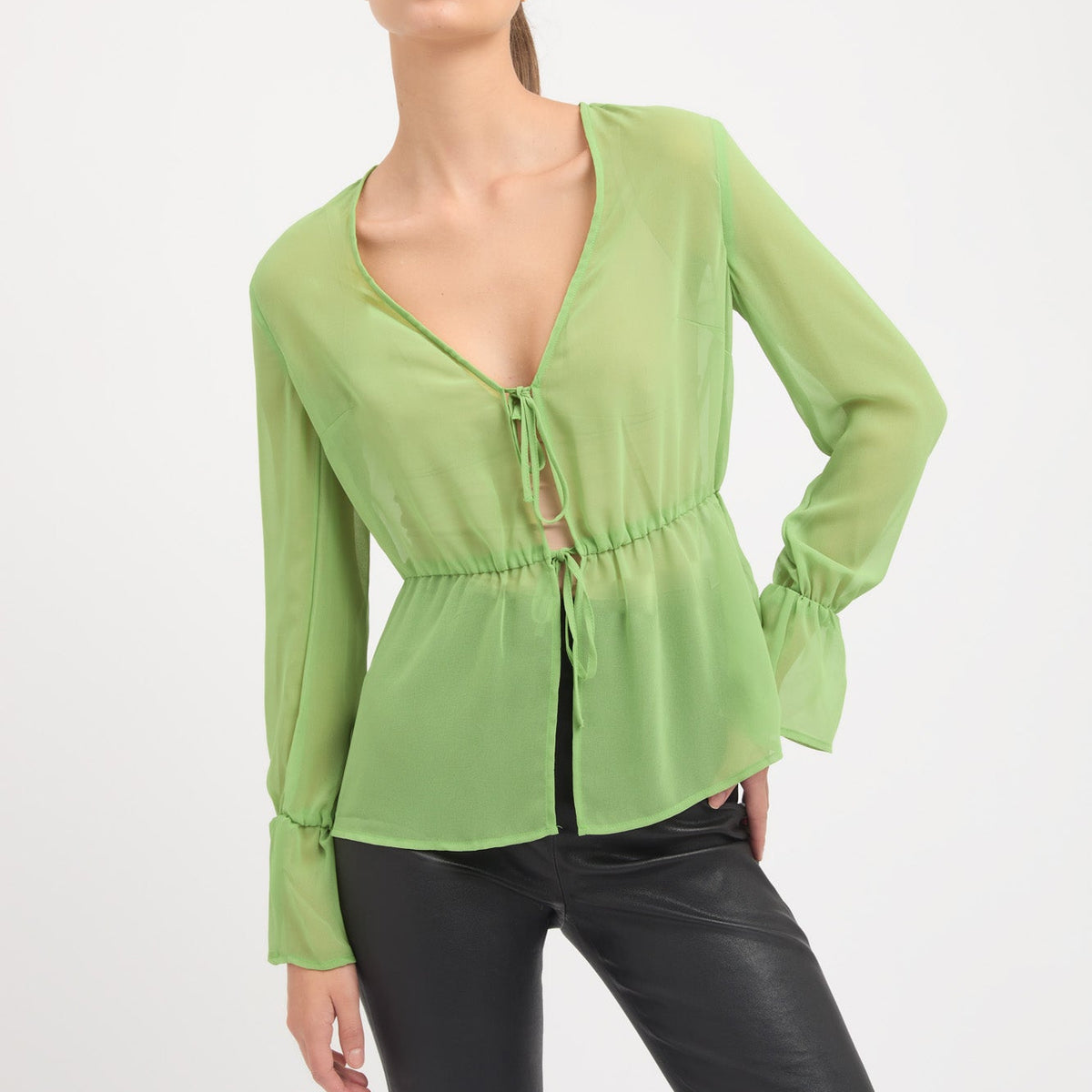 Sheer Tie Front Top – KOOKAÏ UK